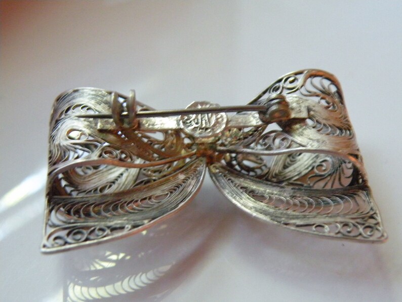 Bow Filigree Brooch Pin. Mexican .950 Silver. - Etsy