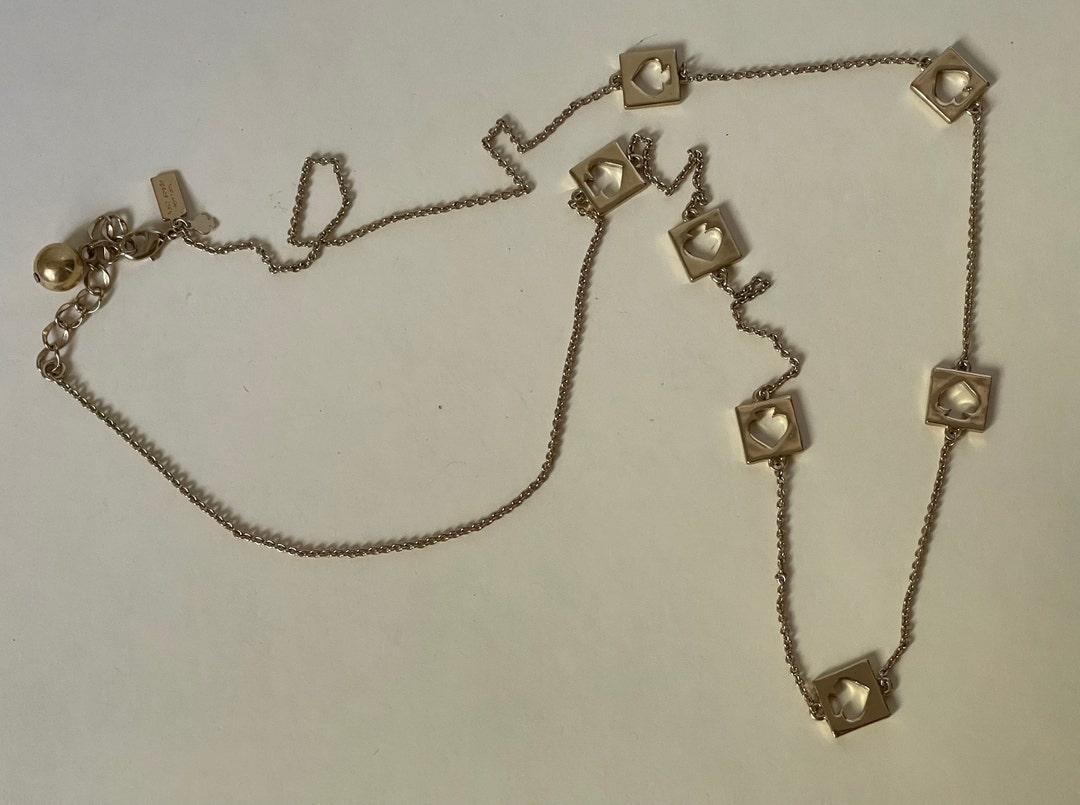 Kate Spade Gold Tone Scatter Square Spades Long Necklace - Etsy