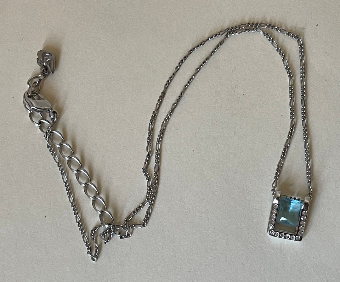 Swarovski Swan Mark Clear Blue Rhinestone Pendant Necklace - Etsy