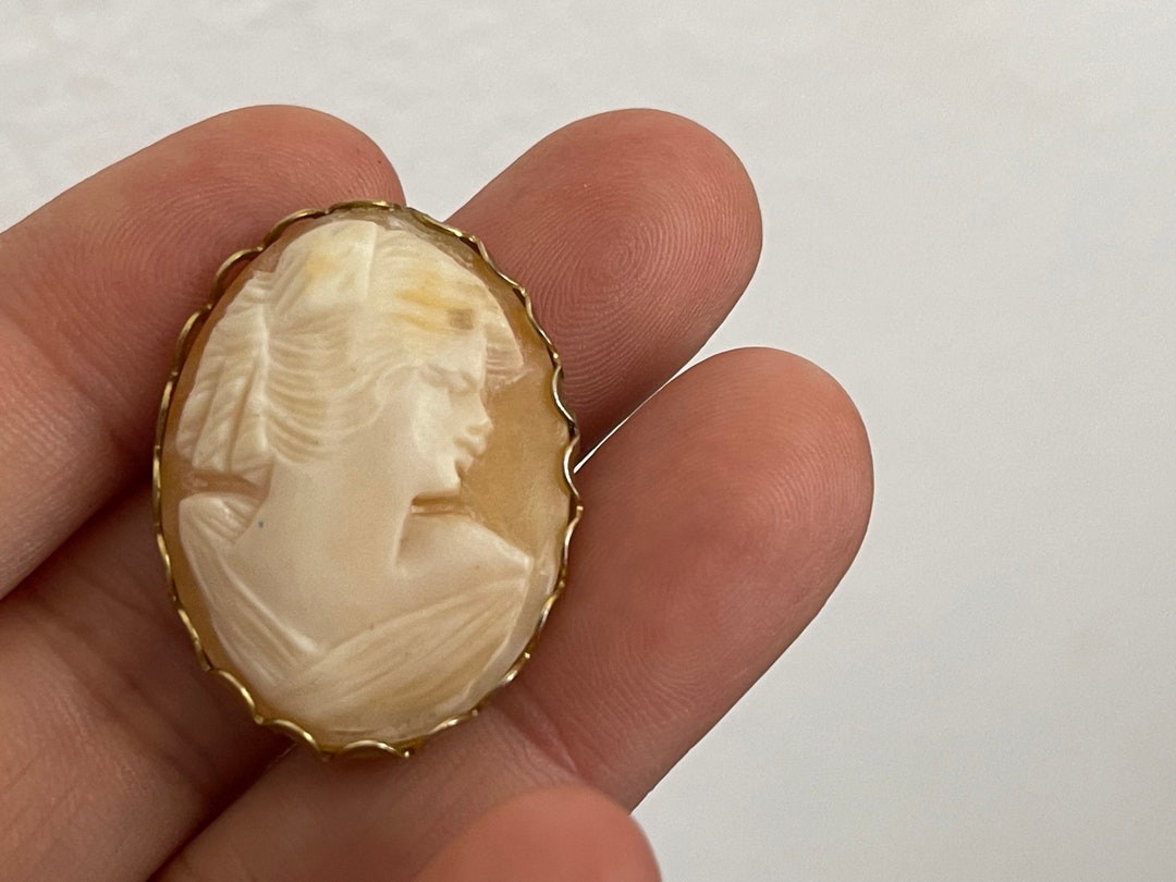 Miriam Haskell Carved Shell Cameo, Lady Brooch - Etsy