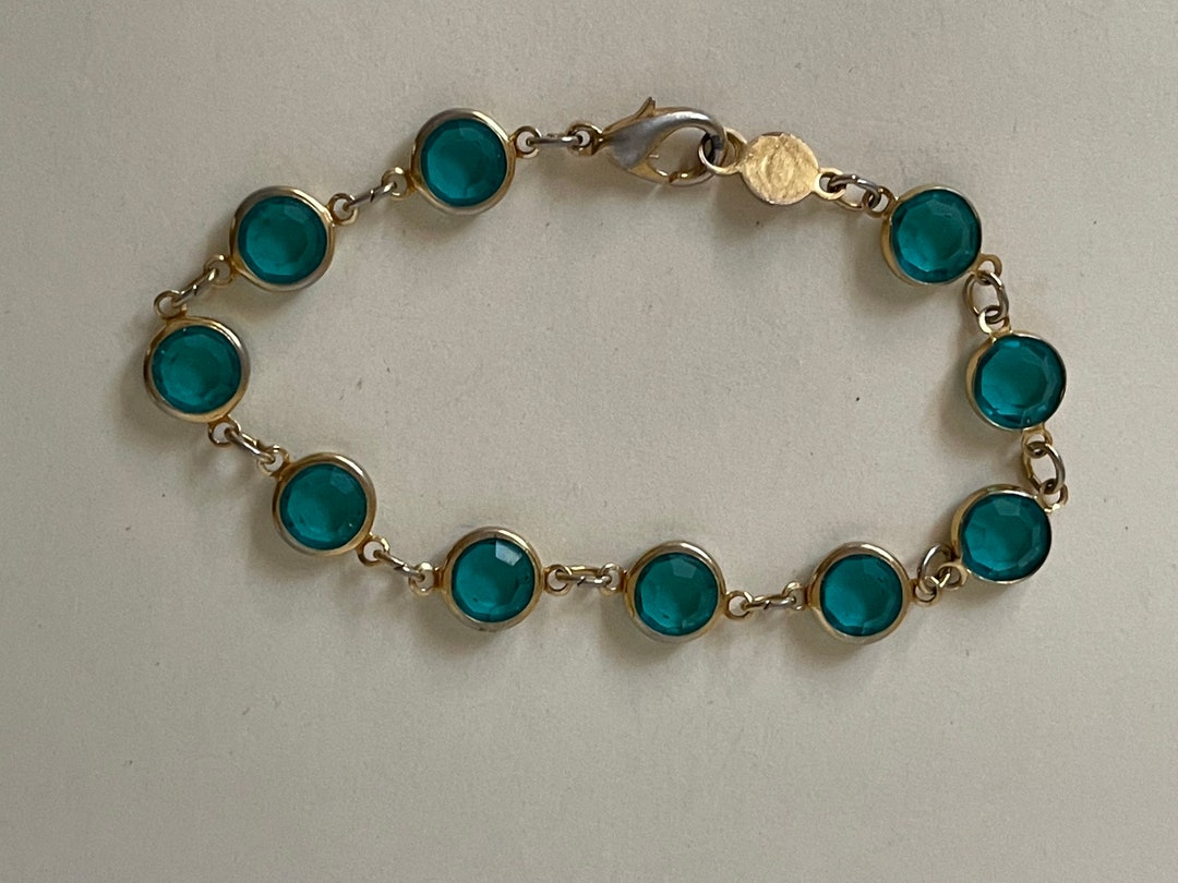 Austrian Crystal USA Bezel Set Teal Blue Color Crystal Bracelet - Etsy