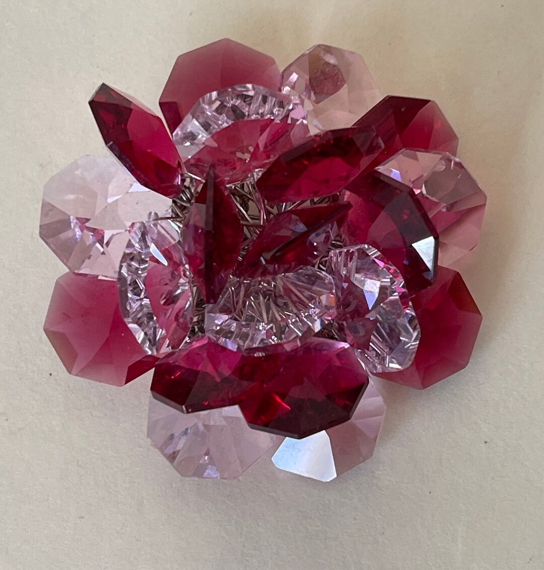 HAN Pink, Burgundy Crystal Beaded Pendant Handmade - Etsy