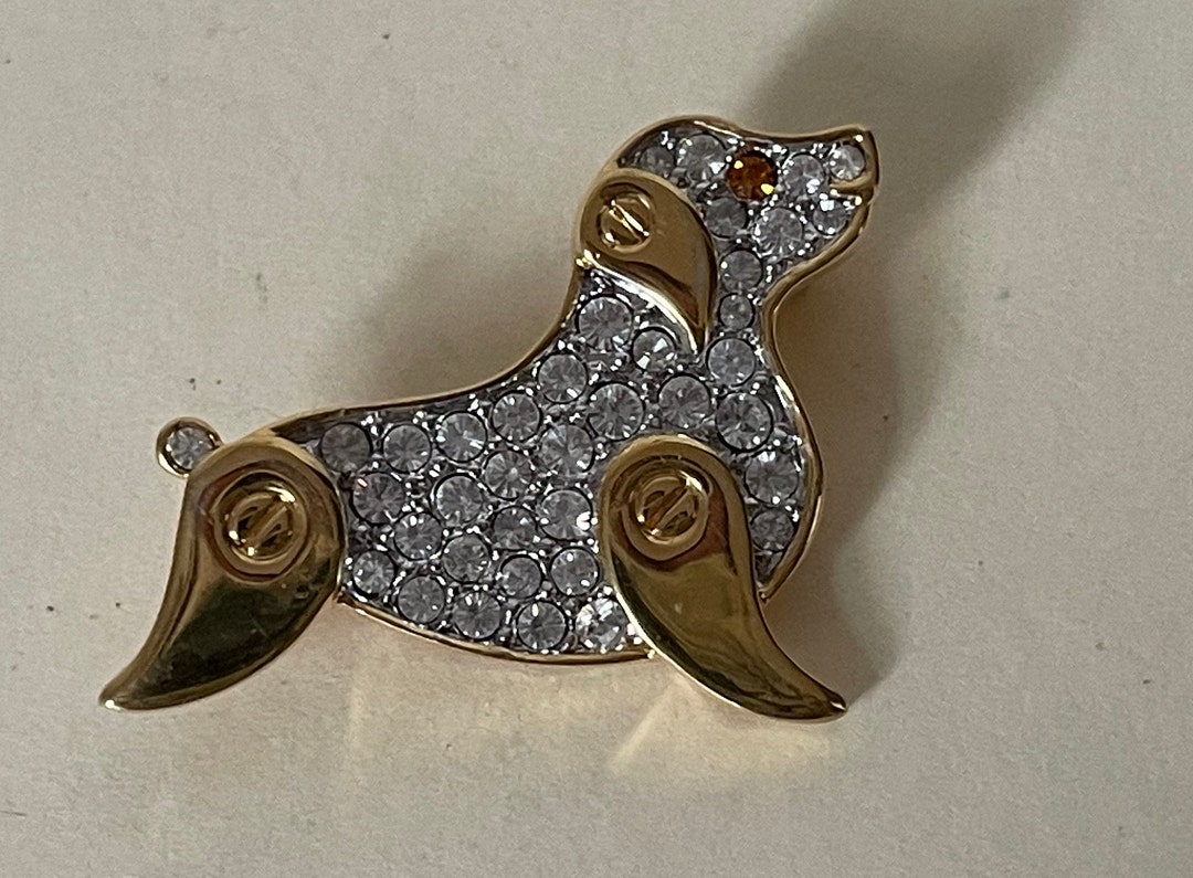 Monet Clear, Topaz Rhinestone Dog or Puppy Brooch - Etsy