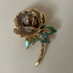 Graziano "england's Rose" Enamel, Rhinestone Brooch. 1997 - Etsy