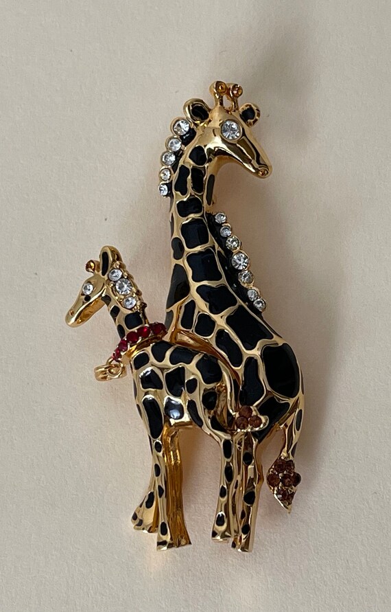 vintage giraffe brooch mother - Gem