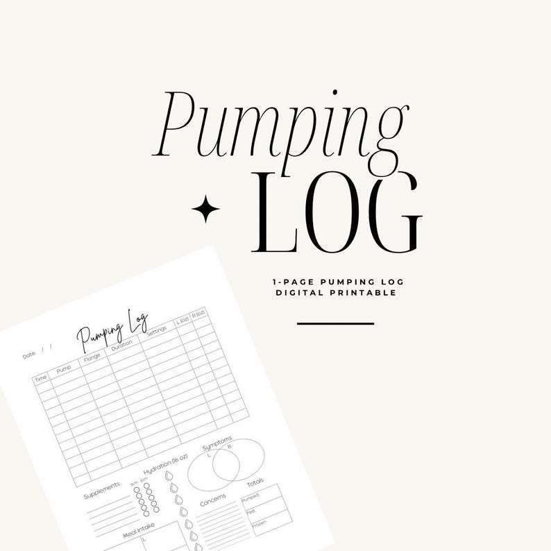 Pumping Log Printable: Breastfeeding Tracker, Meal & Hydration Chart ...