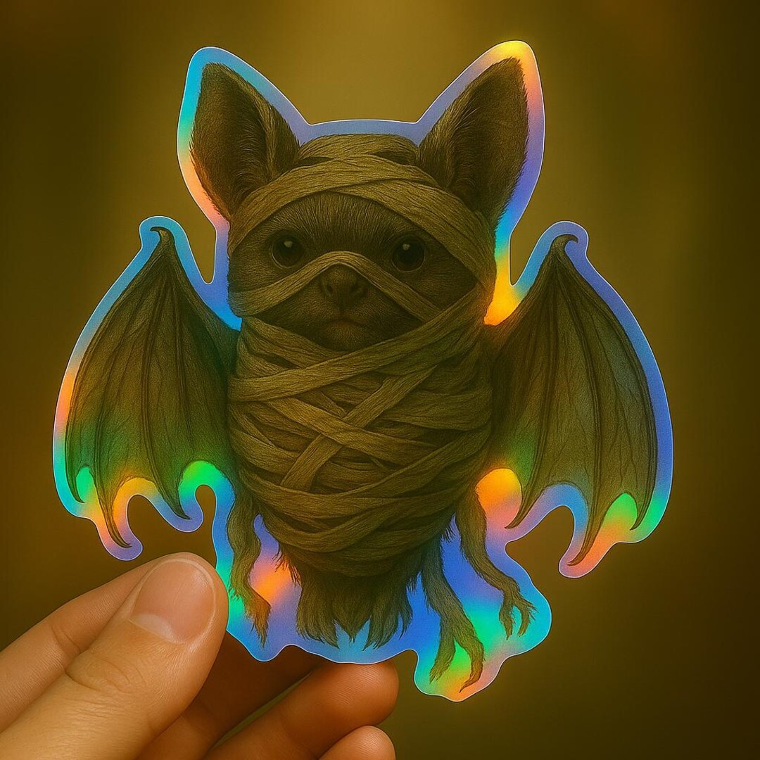 Holographic Mummy Bat Sticker: Waterproof Spooky-cute Decal - Etsy