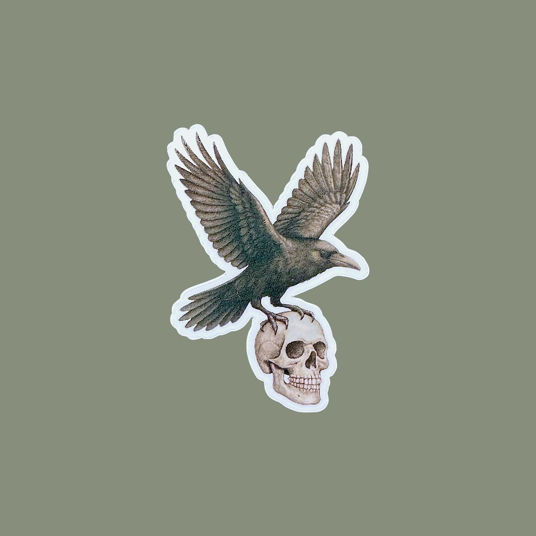 Raven & Skull Sticker-gothic Macabre - Etsy