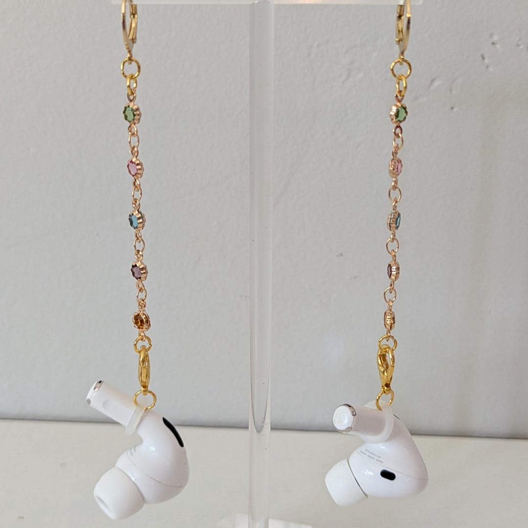 AirPod & Earplug Chain Earrings - Hypoallergenic Gold Plated or ...