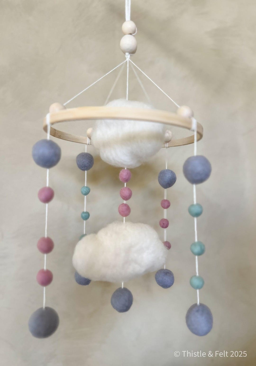 Hand-stitched 100% Merino Wool Felt Cloud Mobile – Woodland Nursery ...