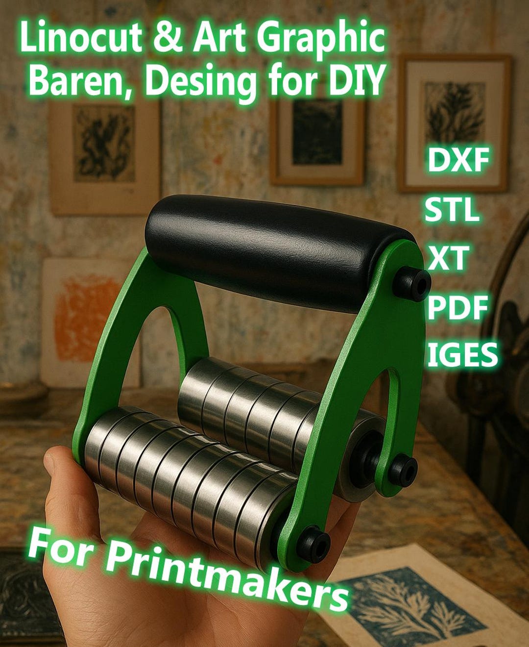 DIY Printmaking Baren Design – Linocut, Woodcut, Etching (digital ...
