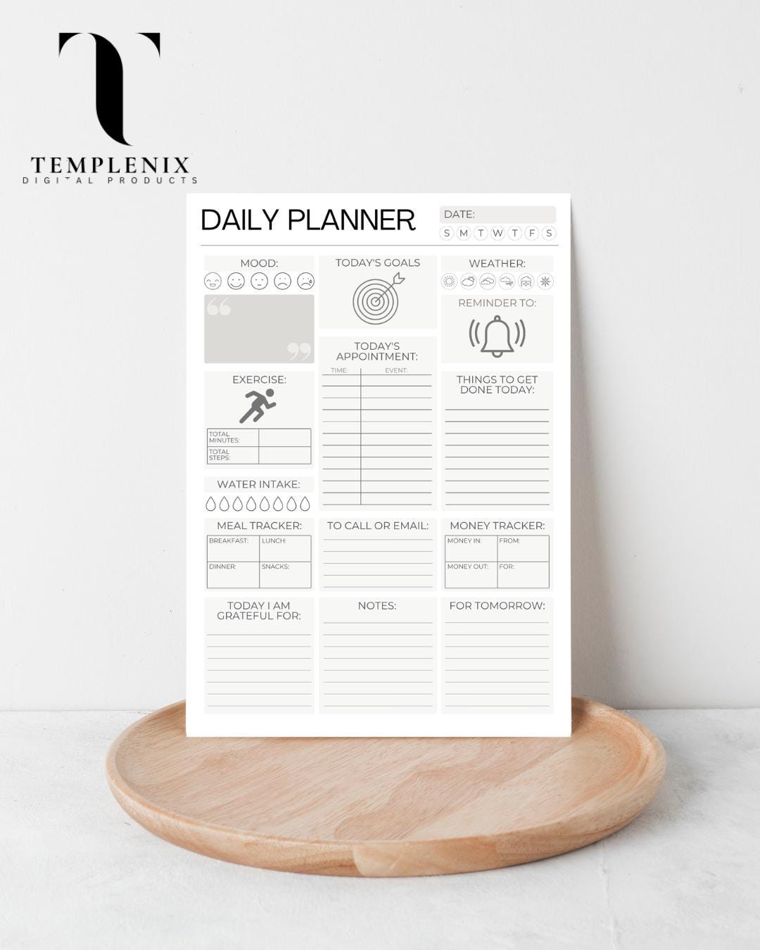 Daily Meal Planner Printable | Fitness & Gratitude Tracker (PDF) - Etsy