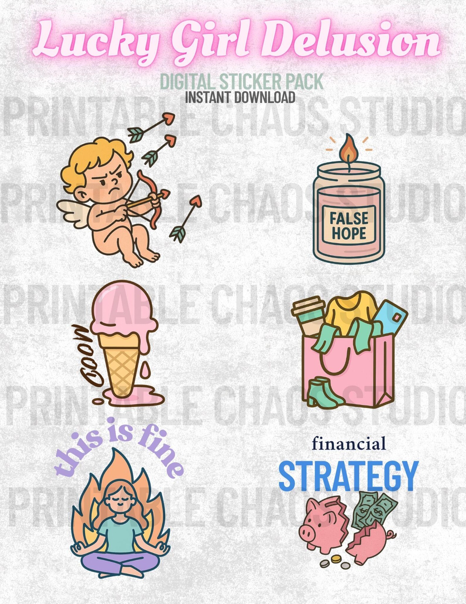 Printable Chaos Bundle | Funny Digital Planner + Sticker Pack ...