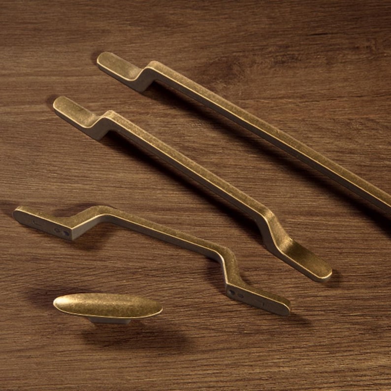 Bronze Curved Cabinet Pulls Handles/rectangular Drawer Pulls/antique ...