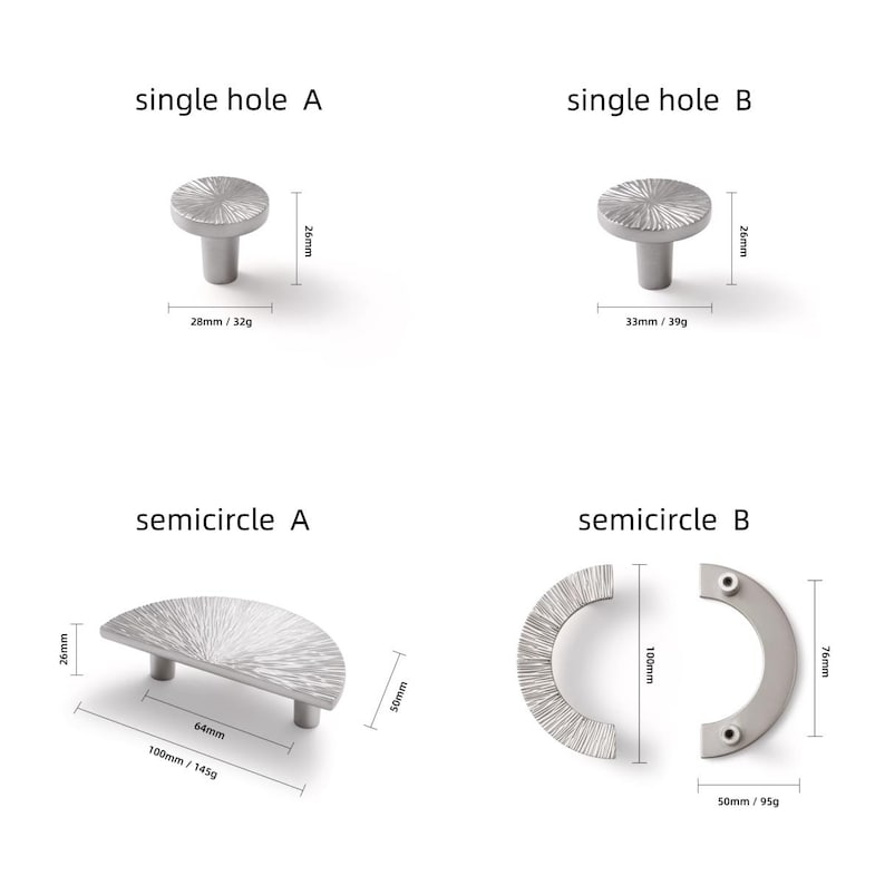 Half Round Texture Drawer Pulls/hammered Solid Round Knobs/silver ...