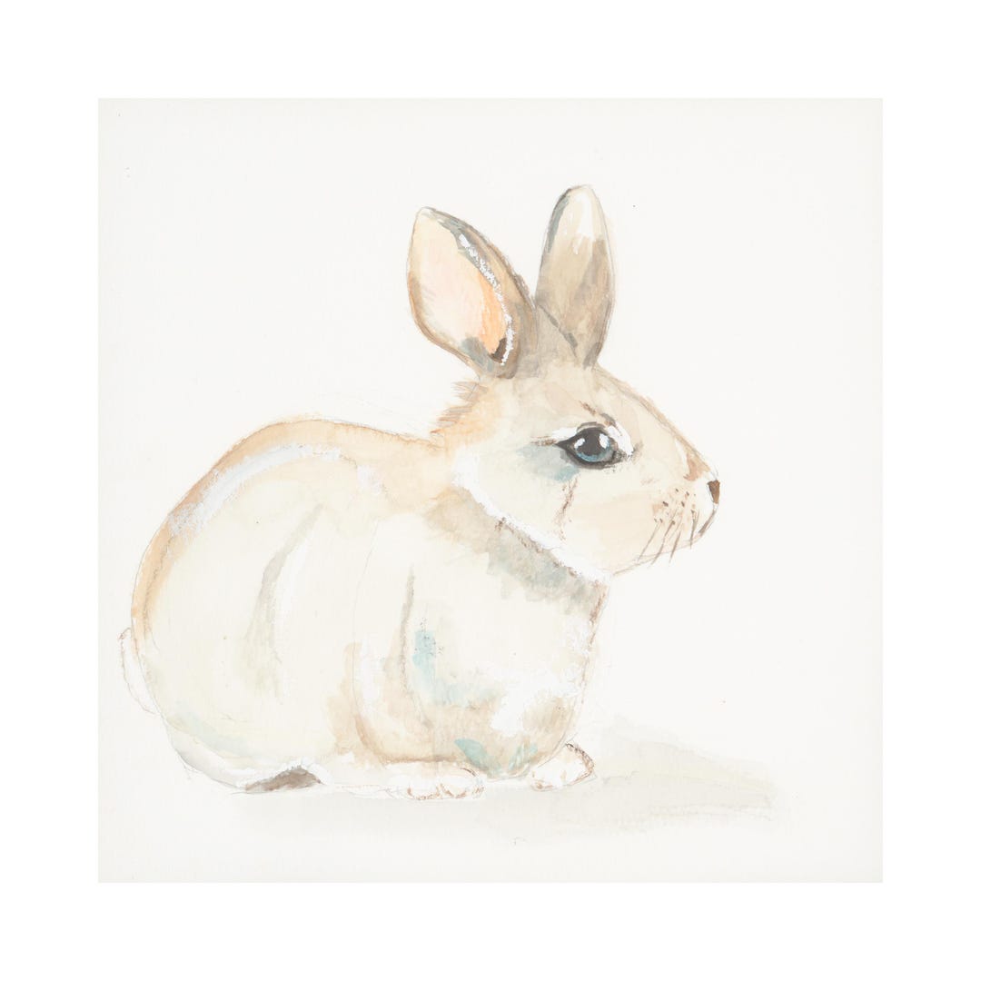 Watercolor Rabbit Print - Woodland Animal Art, Bunny Art (8x8) - Etsy