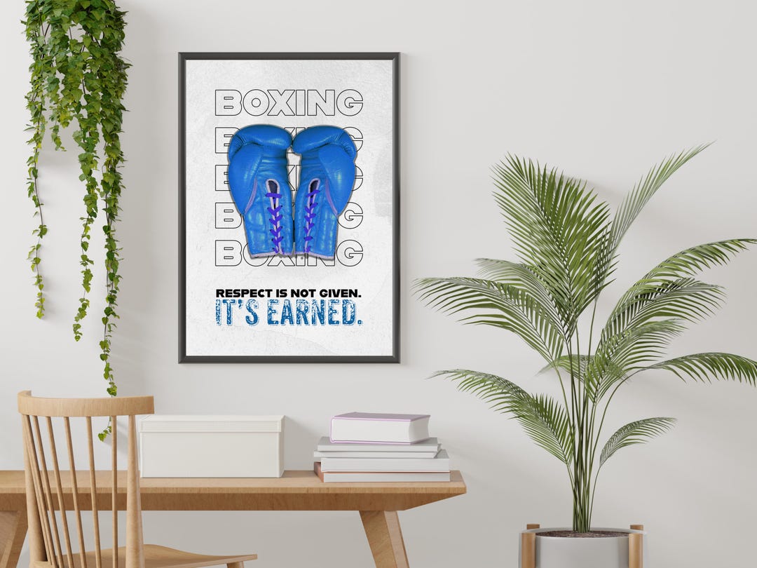 Respect is Earned Boxing Poster – Royal Blue Gloves Art – Clean ...