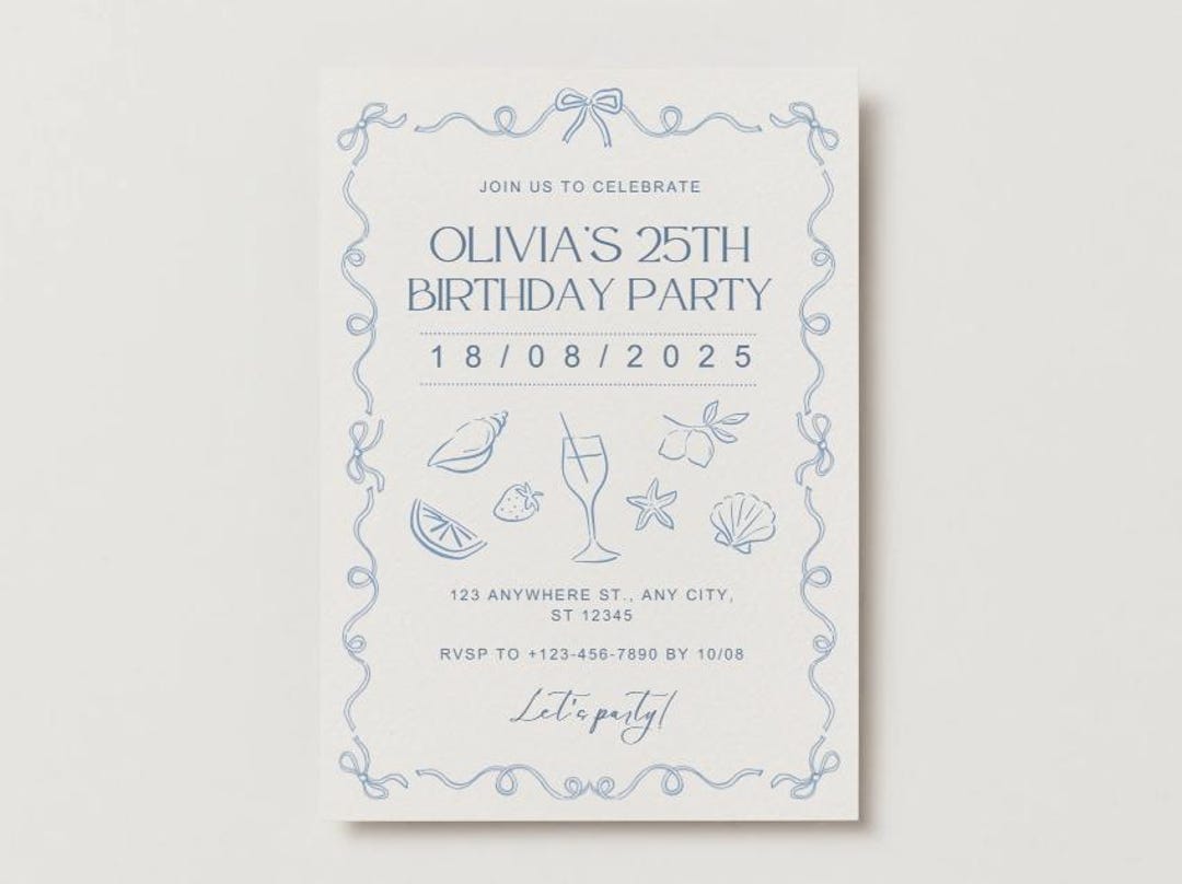 European Summer Birthday Invitation DIGITAL TEMPLATE - Etsy