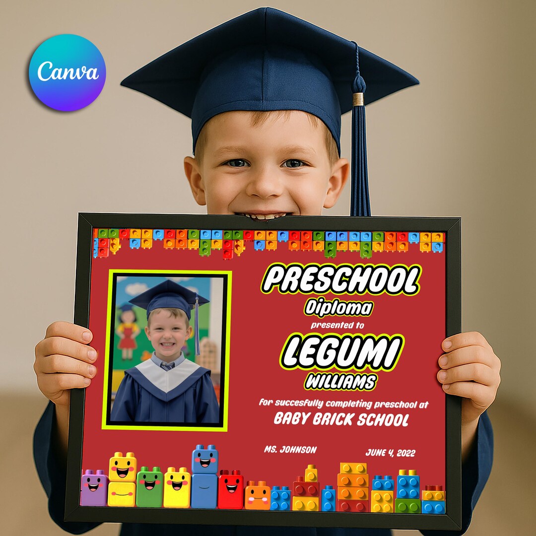 Editable Building Blocks Preschool, Pre-k Diploma, Certificate ...