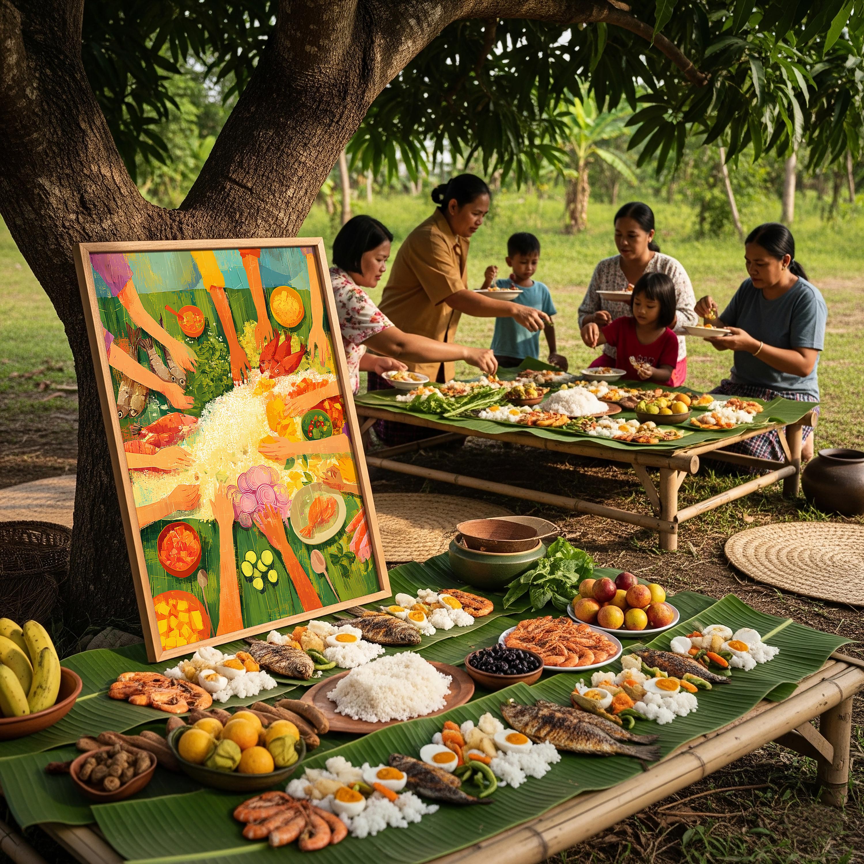 Filipino Boodle Fight Art Print: Kamayan Style Food Decor (digital ...