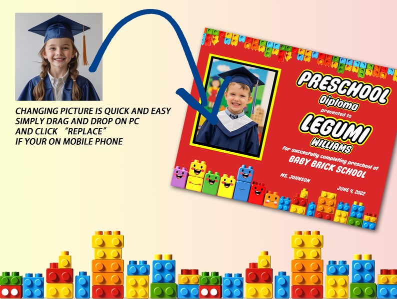 Building Blocks Preschool Diploma: Editable Graduation Certificate ...