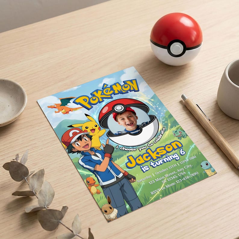 Editable Pokémon Birthday Template, Add Your Child's Picture, Custom ...