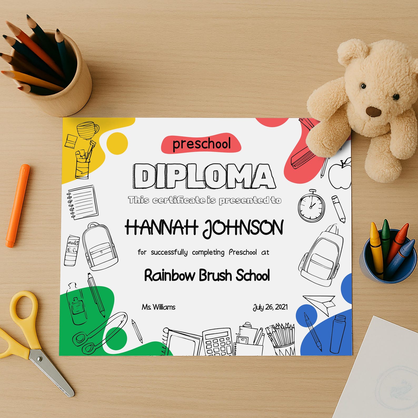 Editable Preschool Diploma Template Graduation Certificate Canva ...