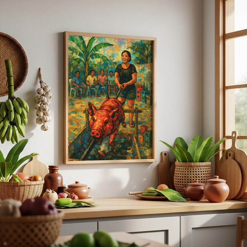 Filipino Lechon Roast Pig Print: Cultural Kitchen Wall Art (digital ...