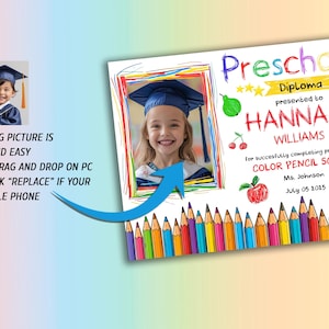 Editable Preschool Graduation Certificate: Colorful Kids Diploma Canva ...