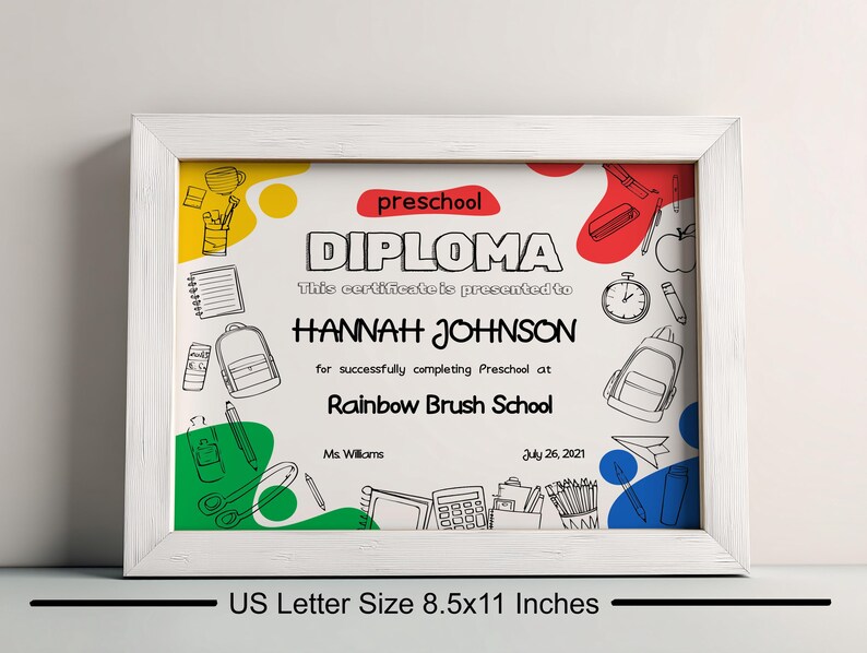 Editable Preschool Diploma Template Graduation Certificate Canva ...