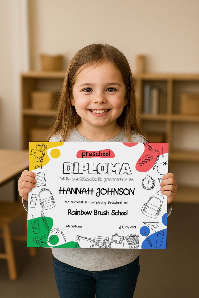 Editable Preschool Diploma Template Graduation Certificate Canva ...