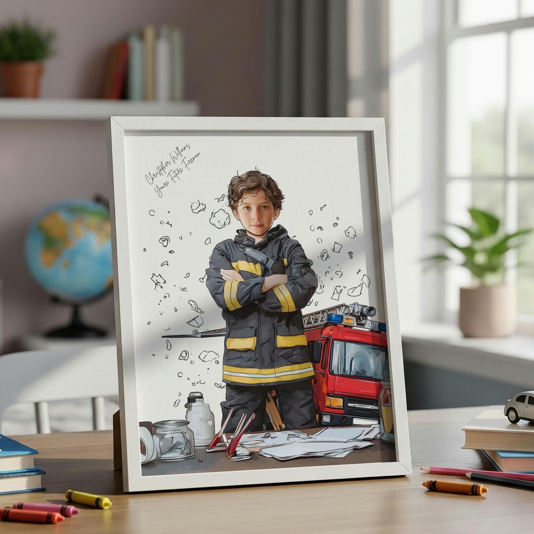 DIY Firefighter Face Insert Poster: Editable Canva Template (digital ...
