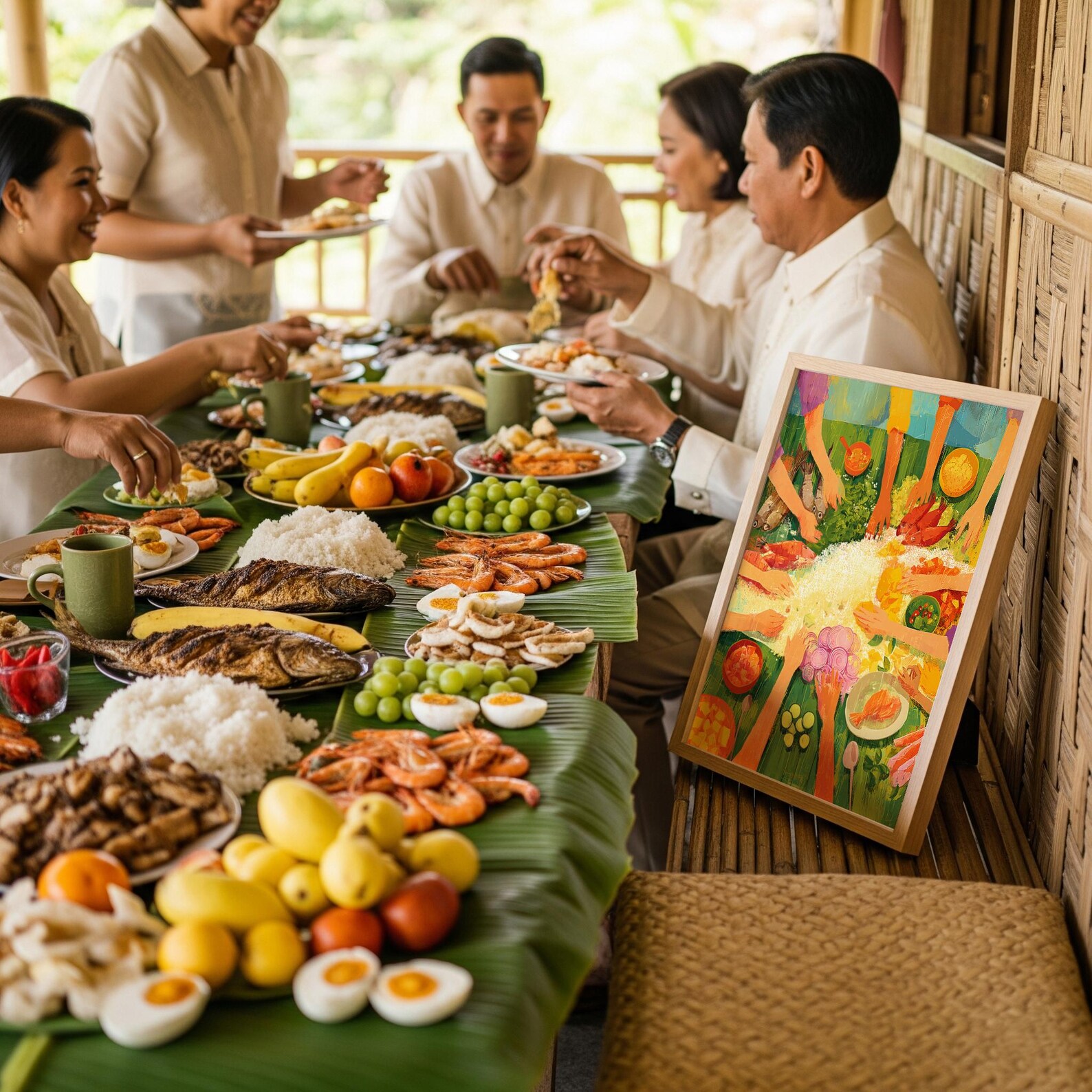 Filipino Boodle Fight Art Print: Kamayan Style Food Decor (digital ...