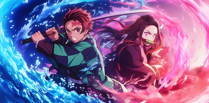 Tanjiro & Nezuko Gaming Mouse Pad XL - Demon Slayer Desk Mat - Anime ...