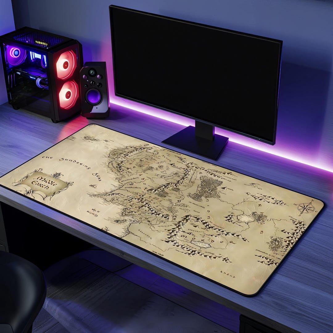 Middle Earth Map Gaming Mouse Pad XL - Lord of the Rings Desk Mat ...