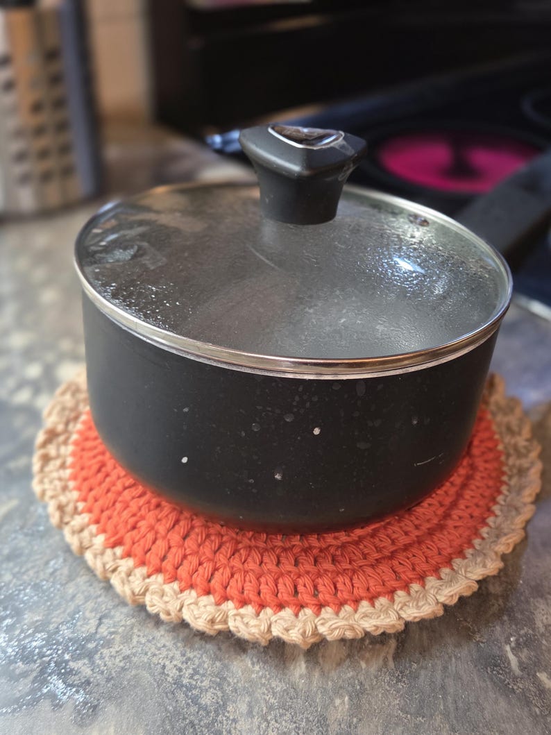 Crochet Pumpkin Pie Trivet: Cotton Hot Pad, Kitchen Decor - Etsy
