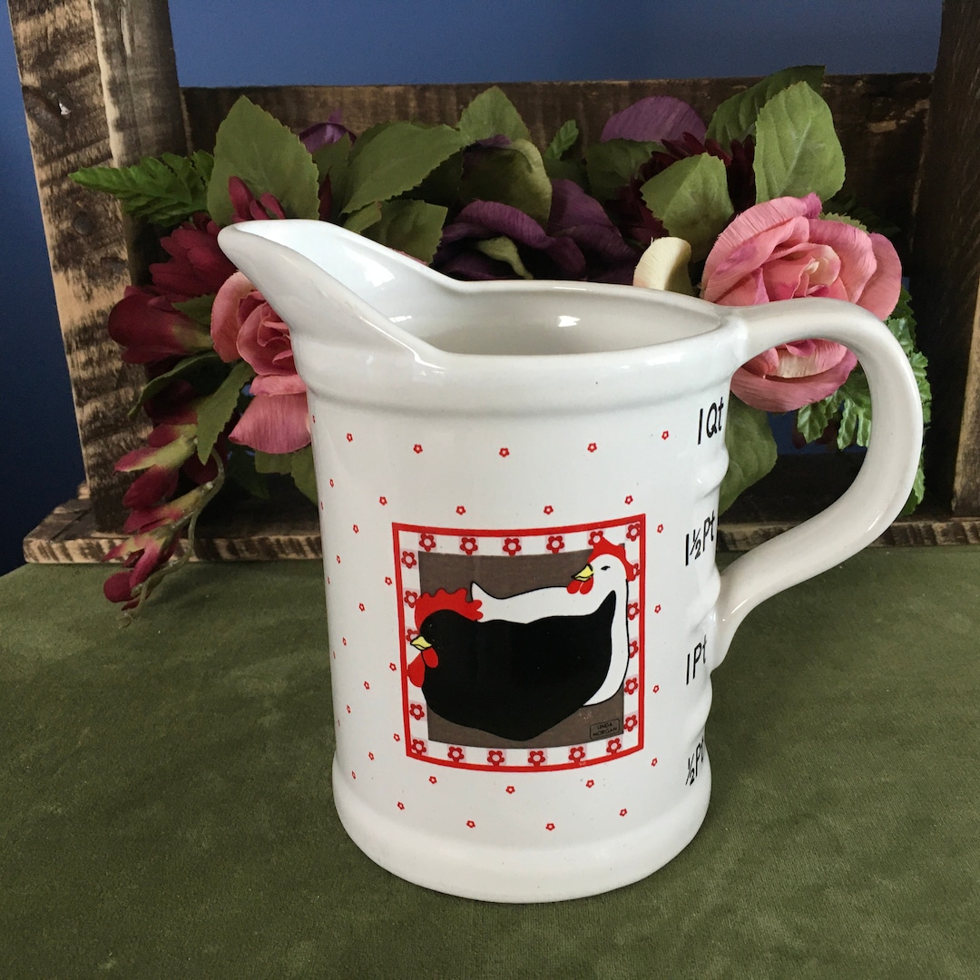 Ceramic Quart Measuring Pitcher With Chickens - Etsy