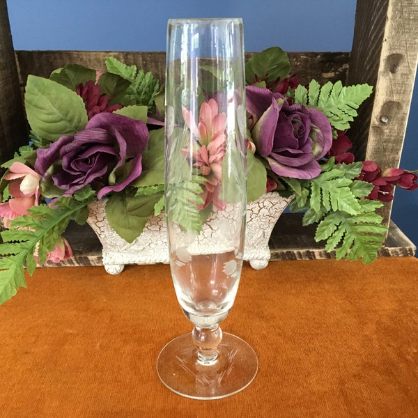 Rose Etched Vase Clear - Etsy