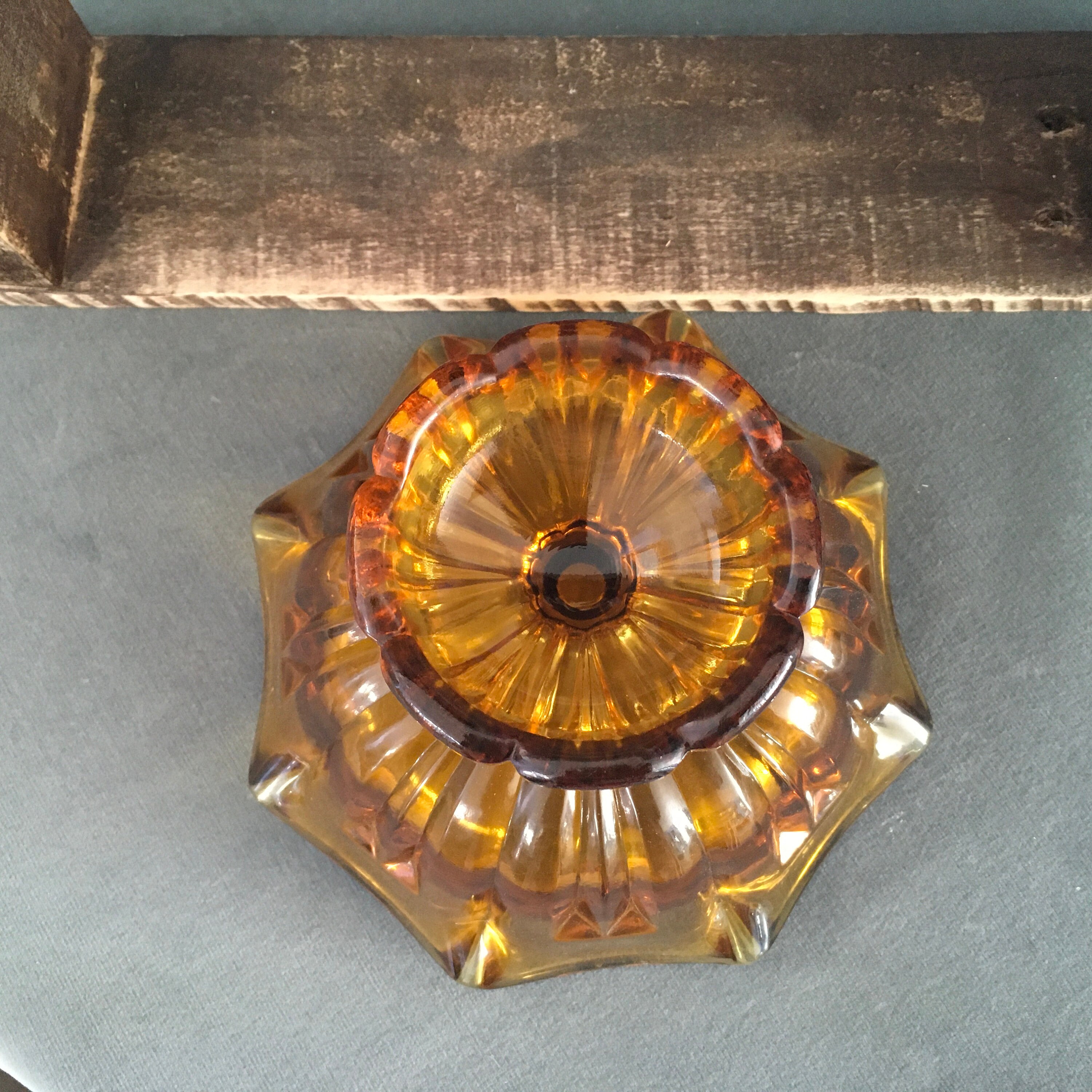Amber Glass Compote - Etsy