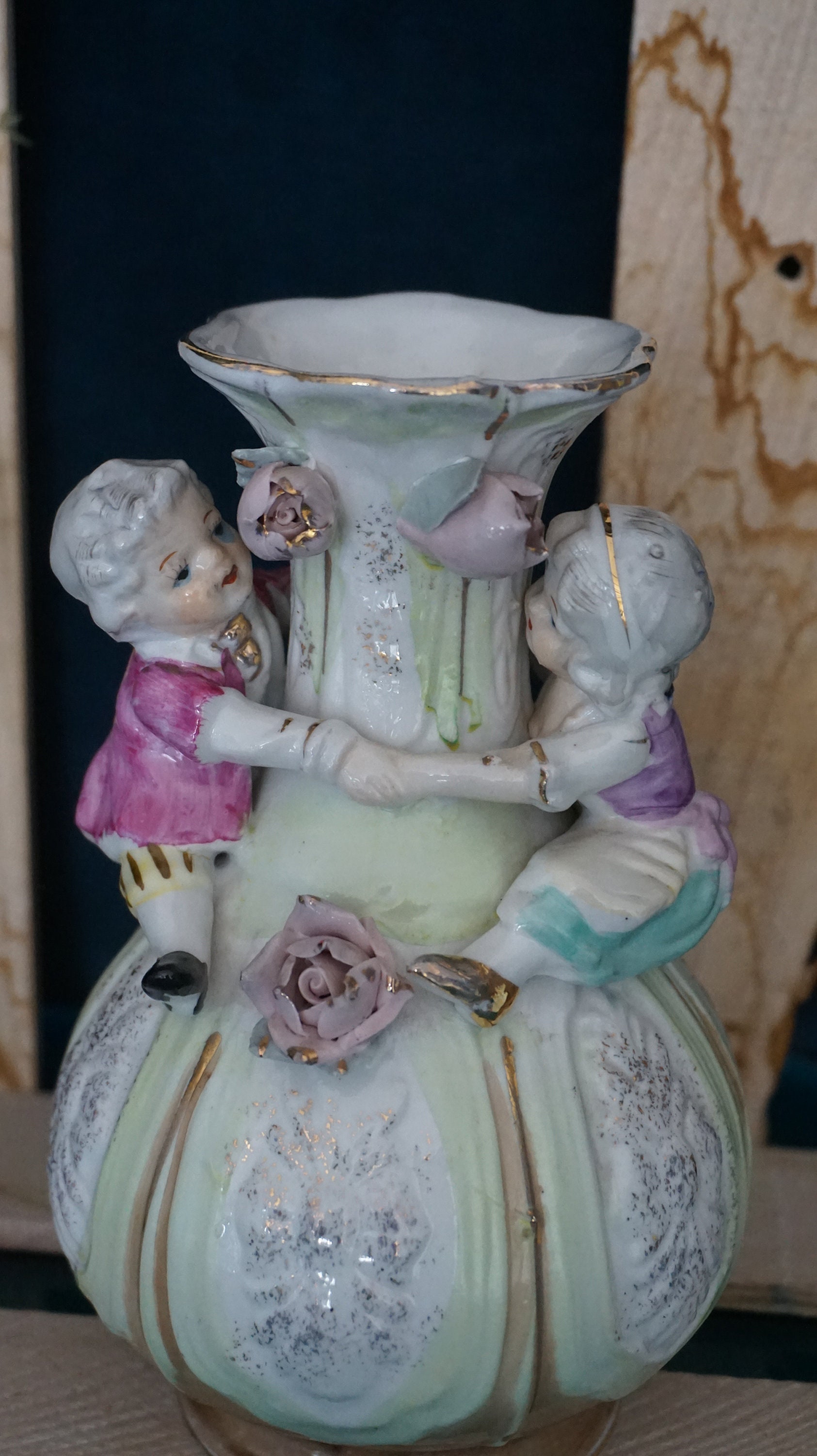 Porcelain Vase with Boy & Girl | Etsy