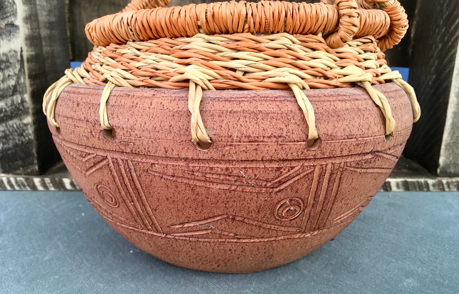 Clay Handled Basket From Ghana - Etsy