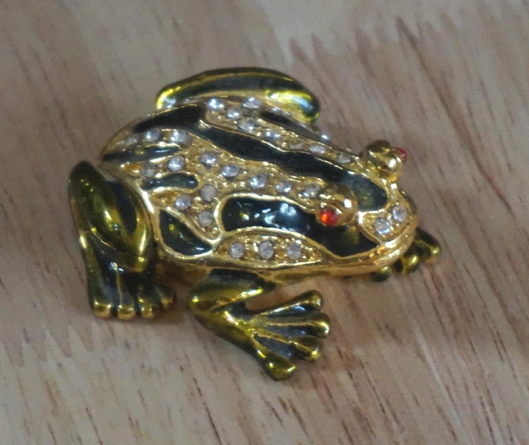 Bejeweled Enamel Frog Trinket Box - Etsy