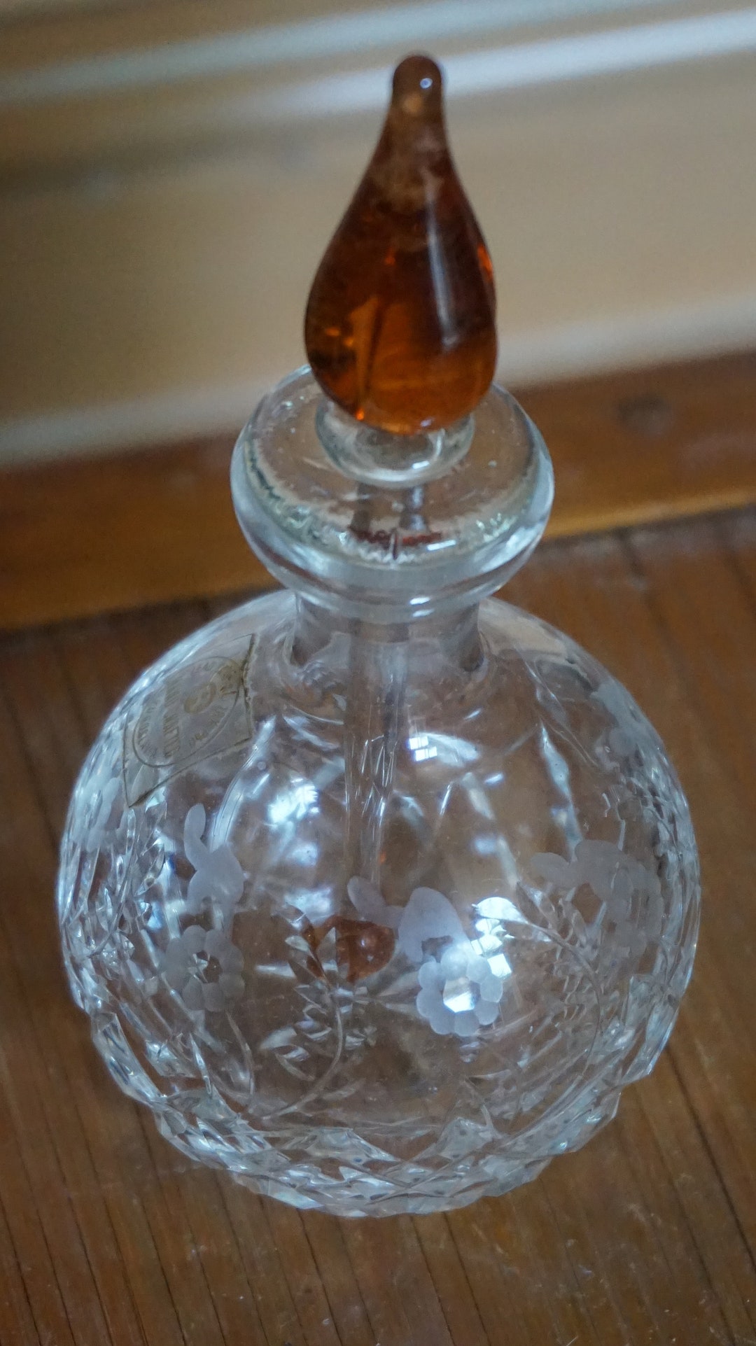 Lead Crystal Etched Perfume Bottle - Etsy