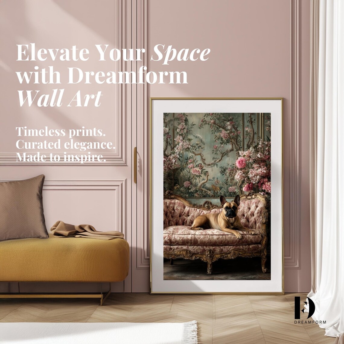 French Bulldog Rococo Sofa Art Print: Vintage Pet Portrait - Etsy