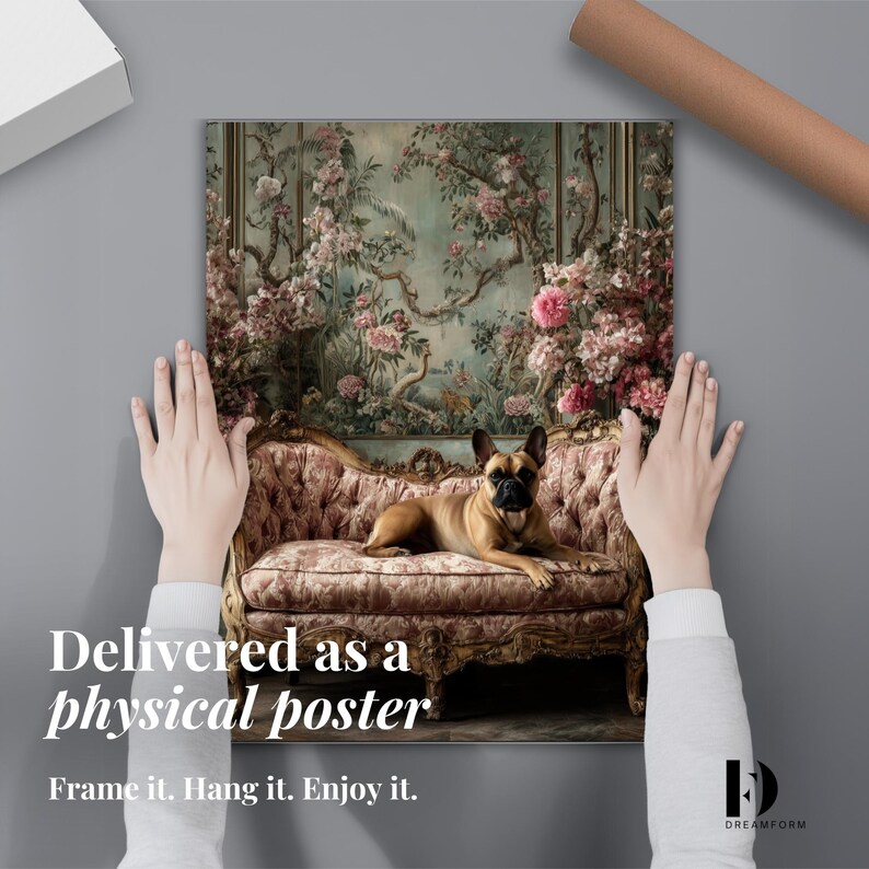 French Bulldog Rococo Sofa Art Print: Vintage Pet Portrait - Etsy