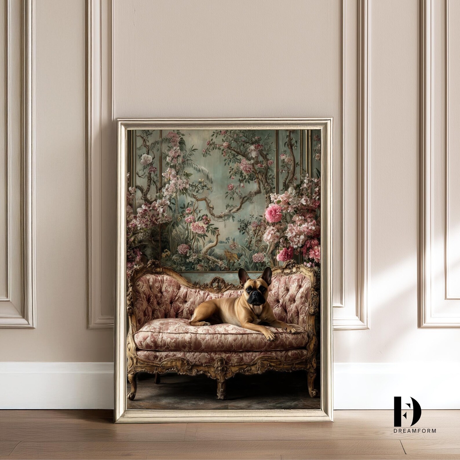 French Bulldog Rococo Sofa Art Print: Vintage Pet Portrait - Etsy