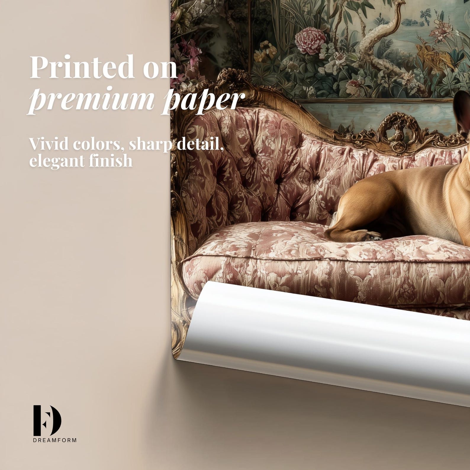 French Bulldog Rococo Sofa Art Print: Vintage Pet Portrait - Etsy