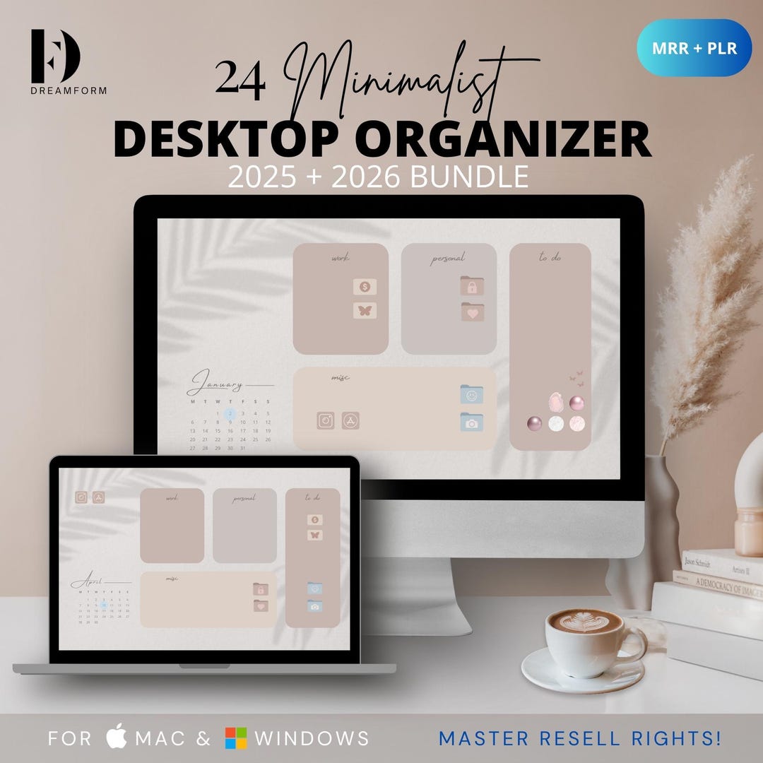 Minimalist Desktop Organizer 2025-2026: Calendar Wallpapers & Icons ...