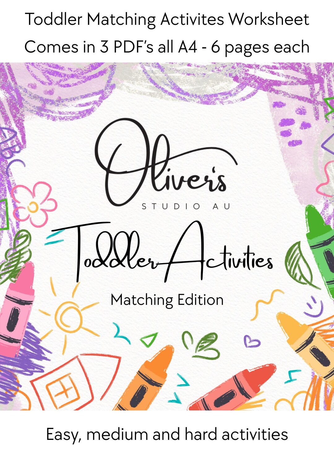 Toddler Activity - Matching Edition - Easy/medium/hard Activities - Etsy