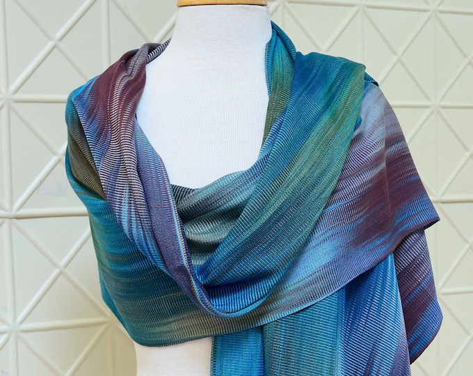 Handwoven Organic Bamboo Shawl in Hand Dyed in Jewel Tones. Extra Wide ...
